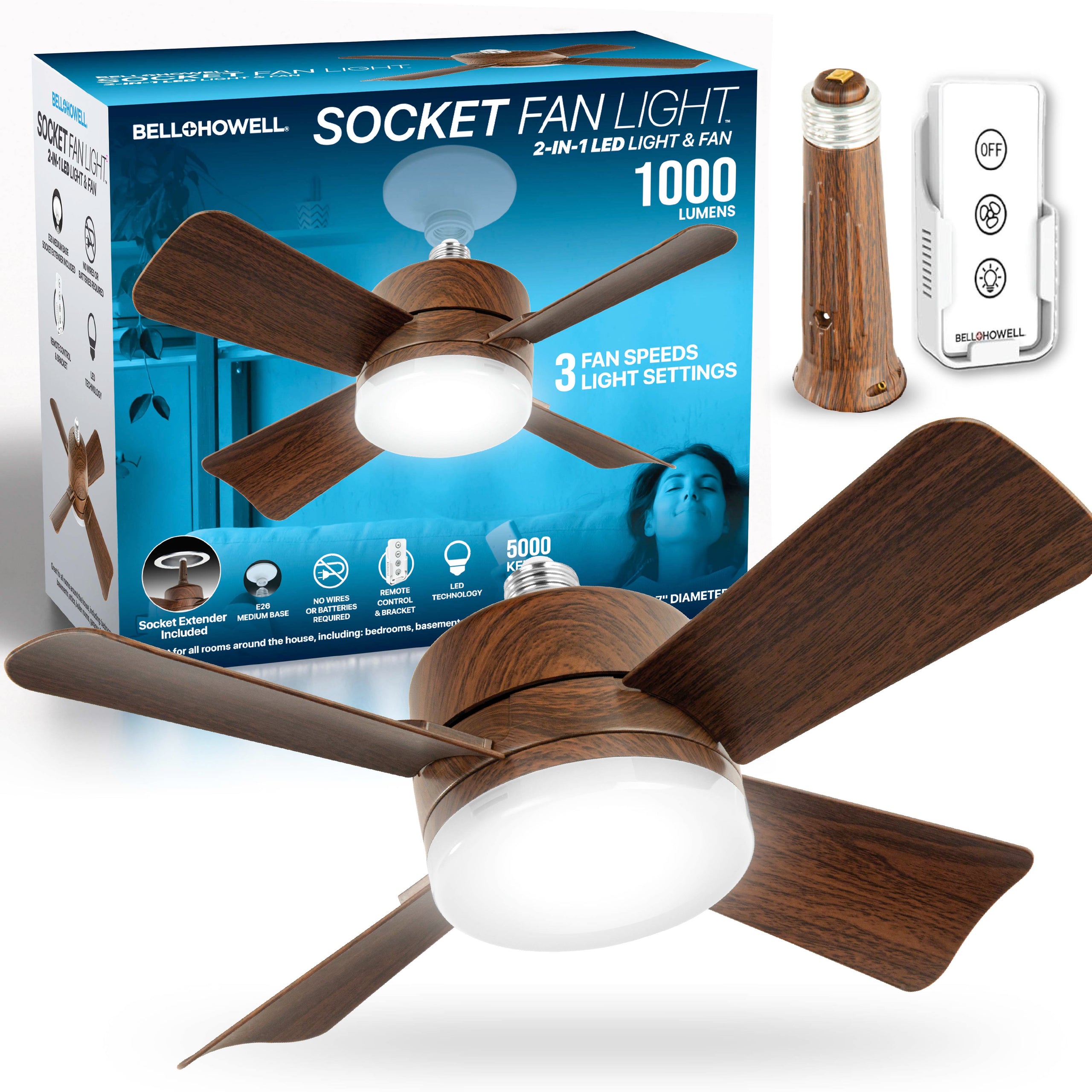 Socket Breeze LED Light & Fan | Bell+Howell – SocketBreeze