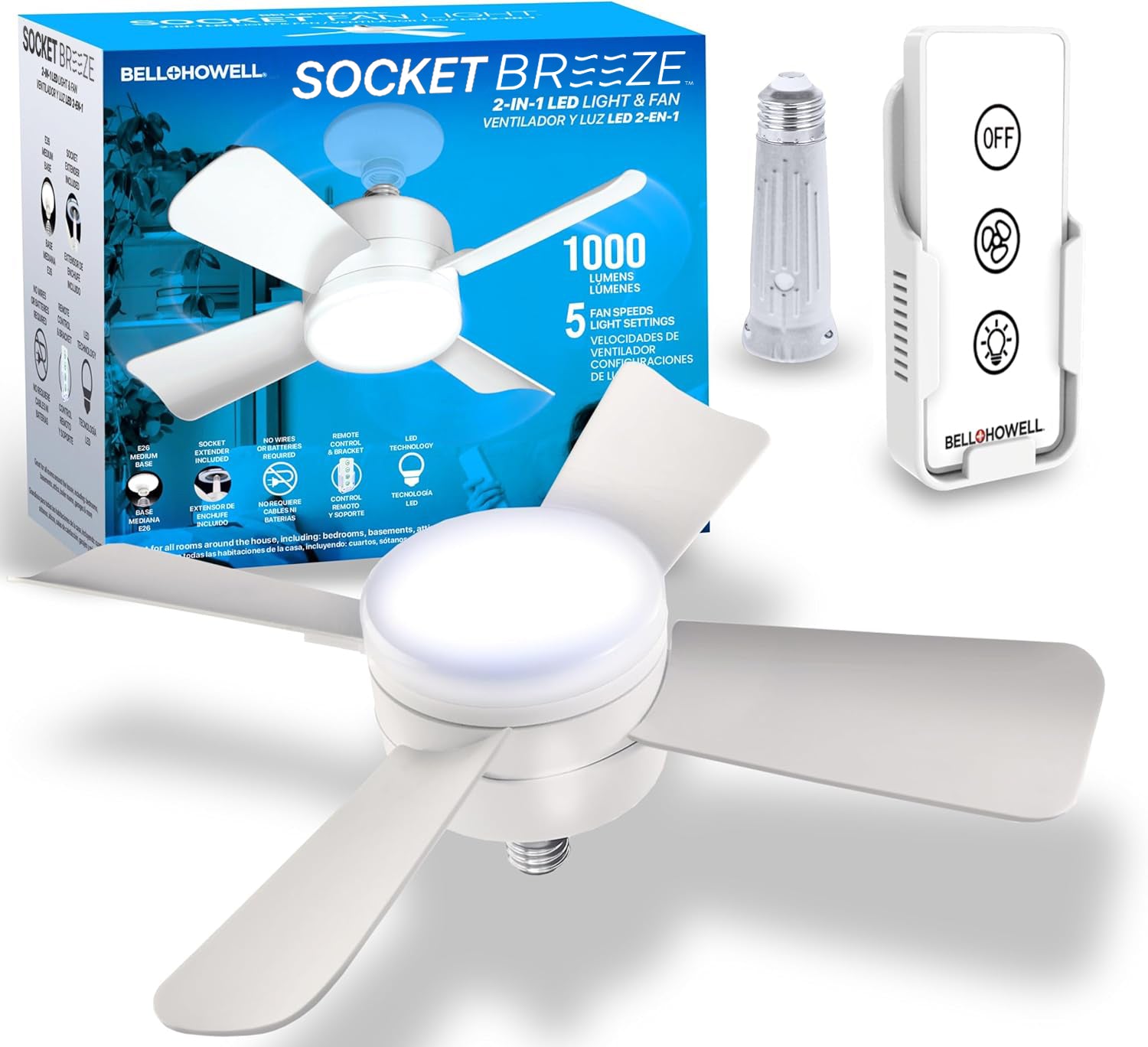 Socket Breeze LED Light & Fan | Bell+Howell – SocketBreeze